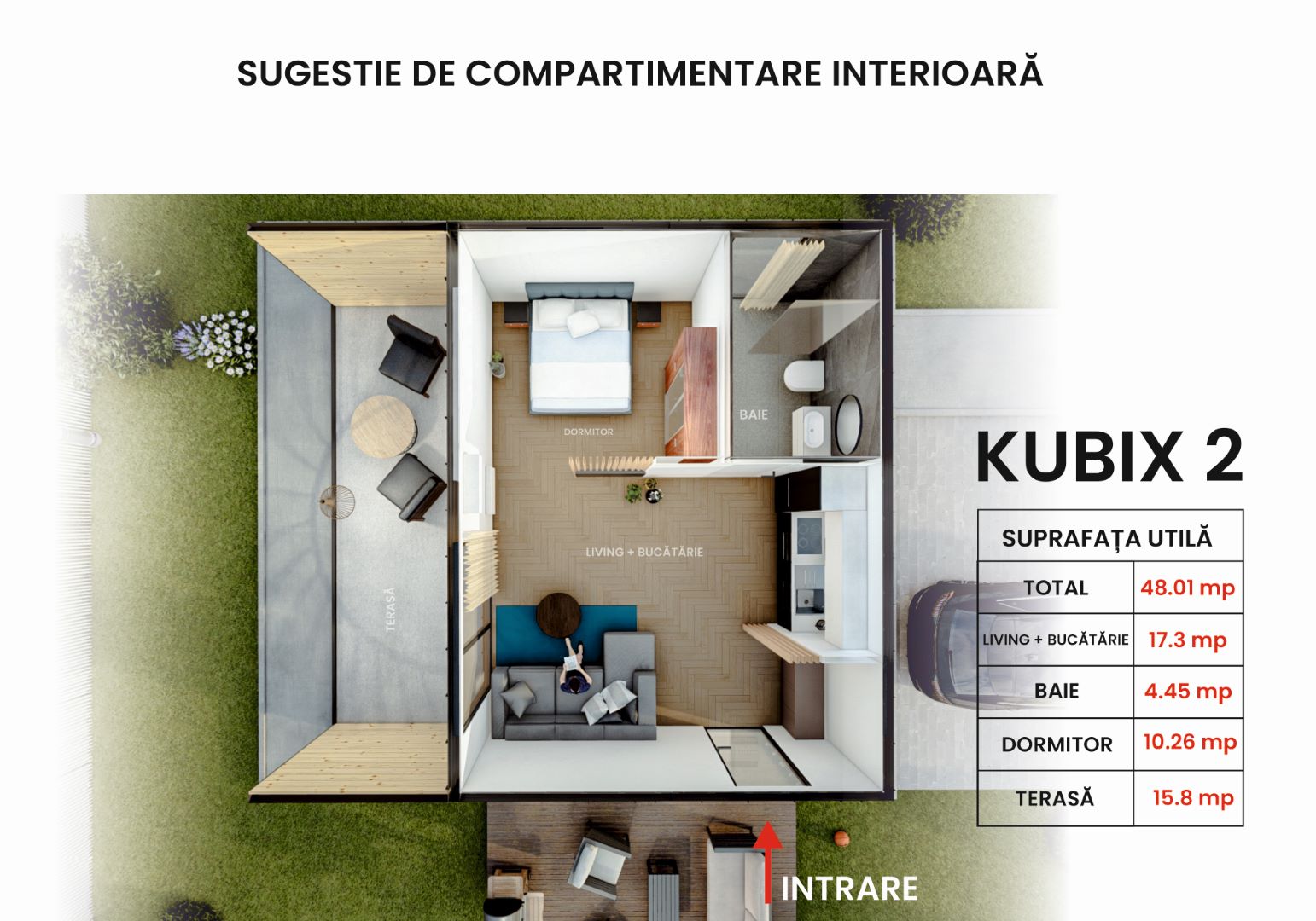 Kubix 2 – Acoperis in 2 Ape – Superior – kubixhome.ro